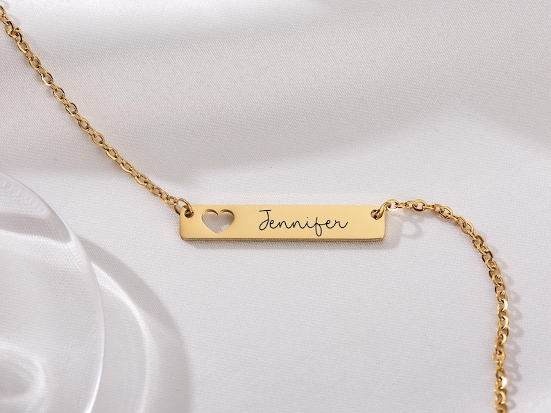 Custom Name Gold Bar Necklace,personalized Name Bar Necklace ...
