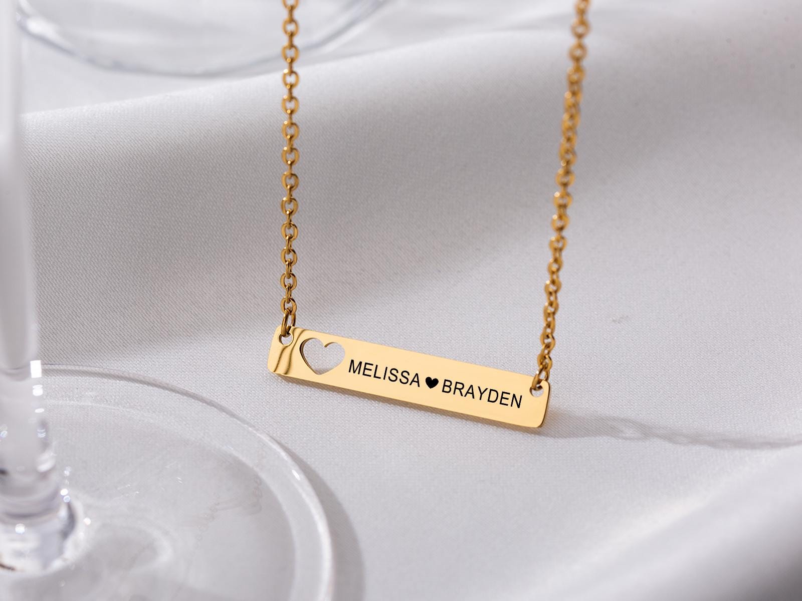 Custom Name Gold Bar Necklace,personalized Name Bar Necklace ...