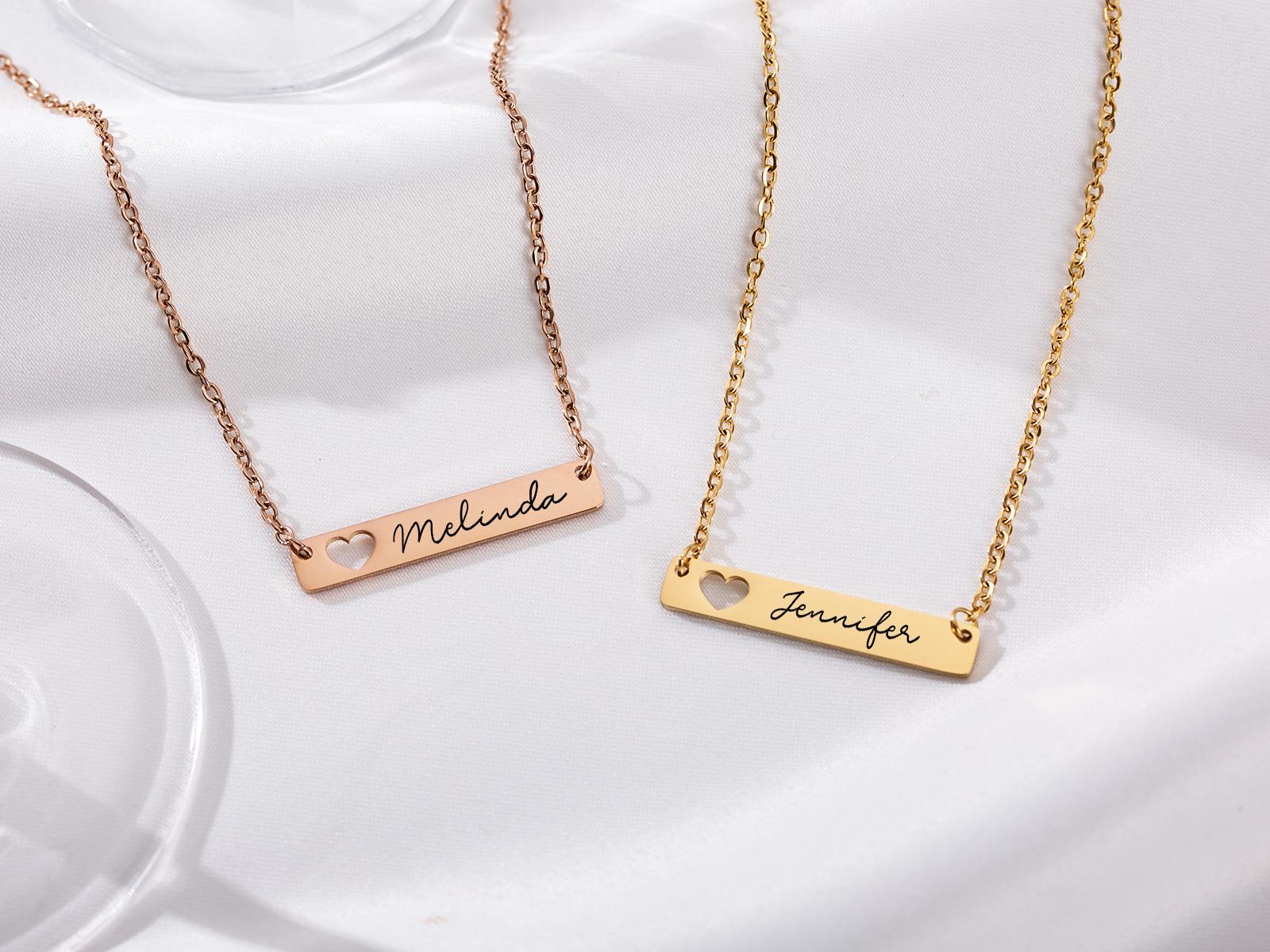 Custom Name Gold Bar Necklace,personalized Name Bar Necklace ...