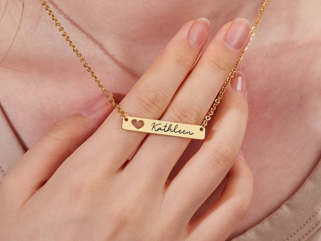 Custom Name Gold Bar Necklace,personalized Name Bar Necklace ...