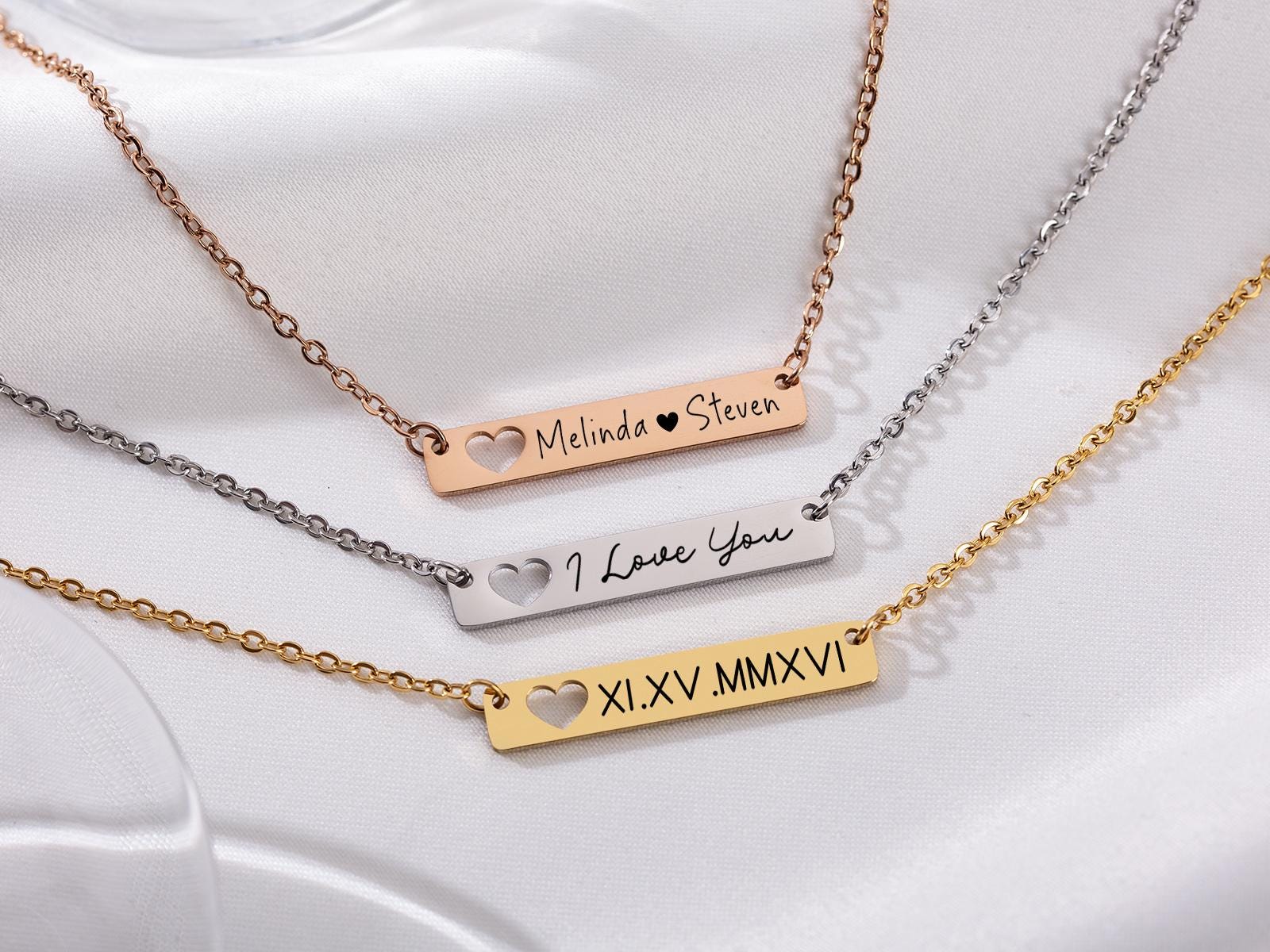 Custom Name Gold Bar Necklace,personalized Name Bar Necklace ...
