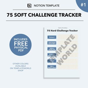 75 SOFT Challenge Notion Tracker - Notion Dashboard, Notion Template ...