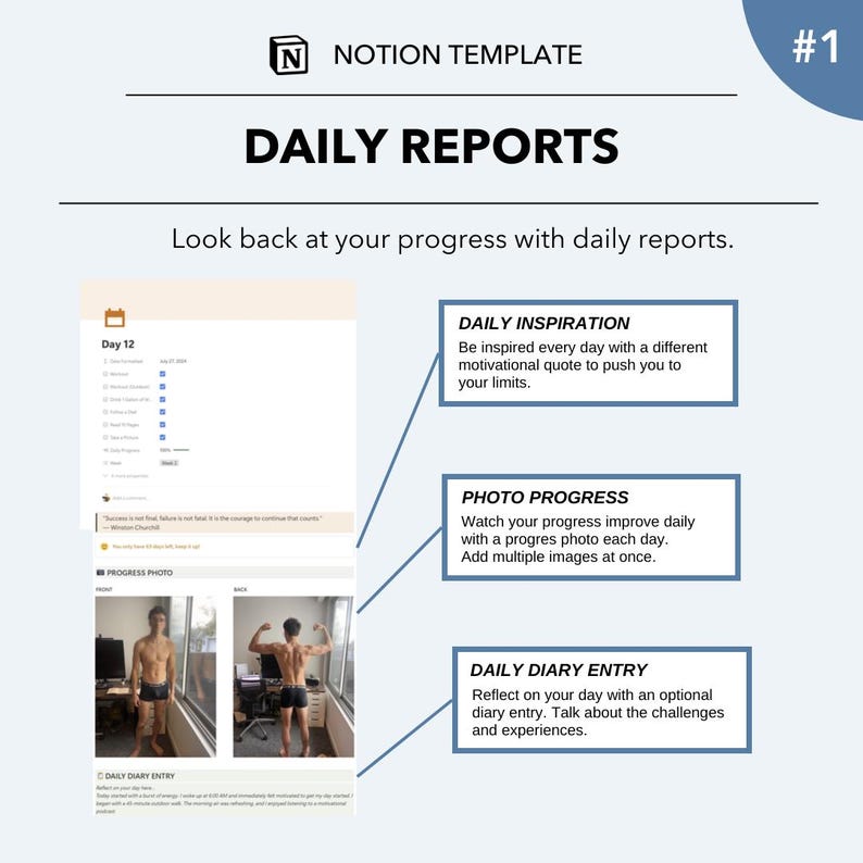 75 SOFT Challenge Notion Tracker - Notion Dashboard, Notion Template, Aesthetic Notion, ADHD ...