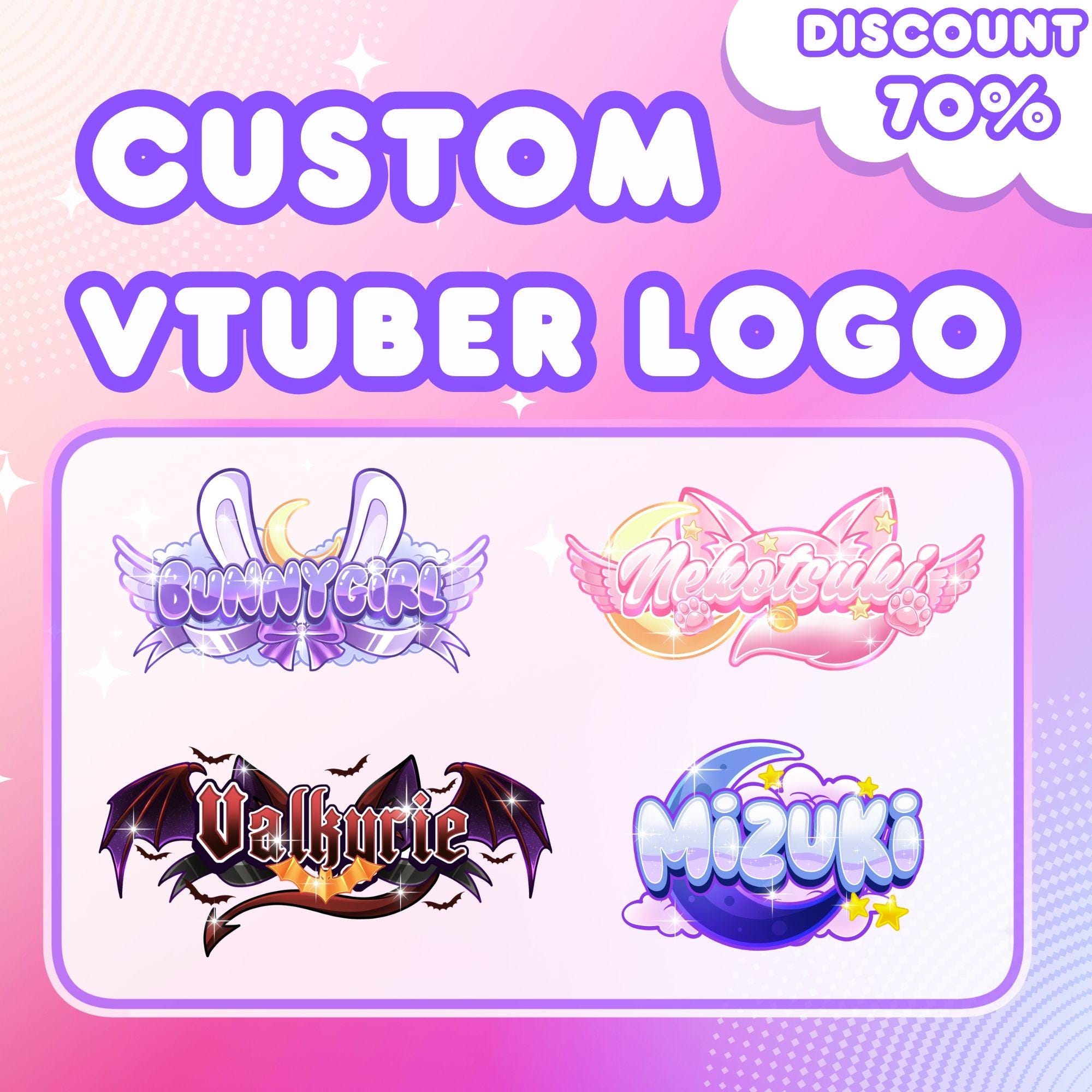Custom Cute Vtuber Logo | Vtuber Logo | Vtuber | Chibi Logo | Vtuber ...
