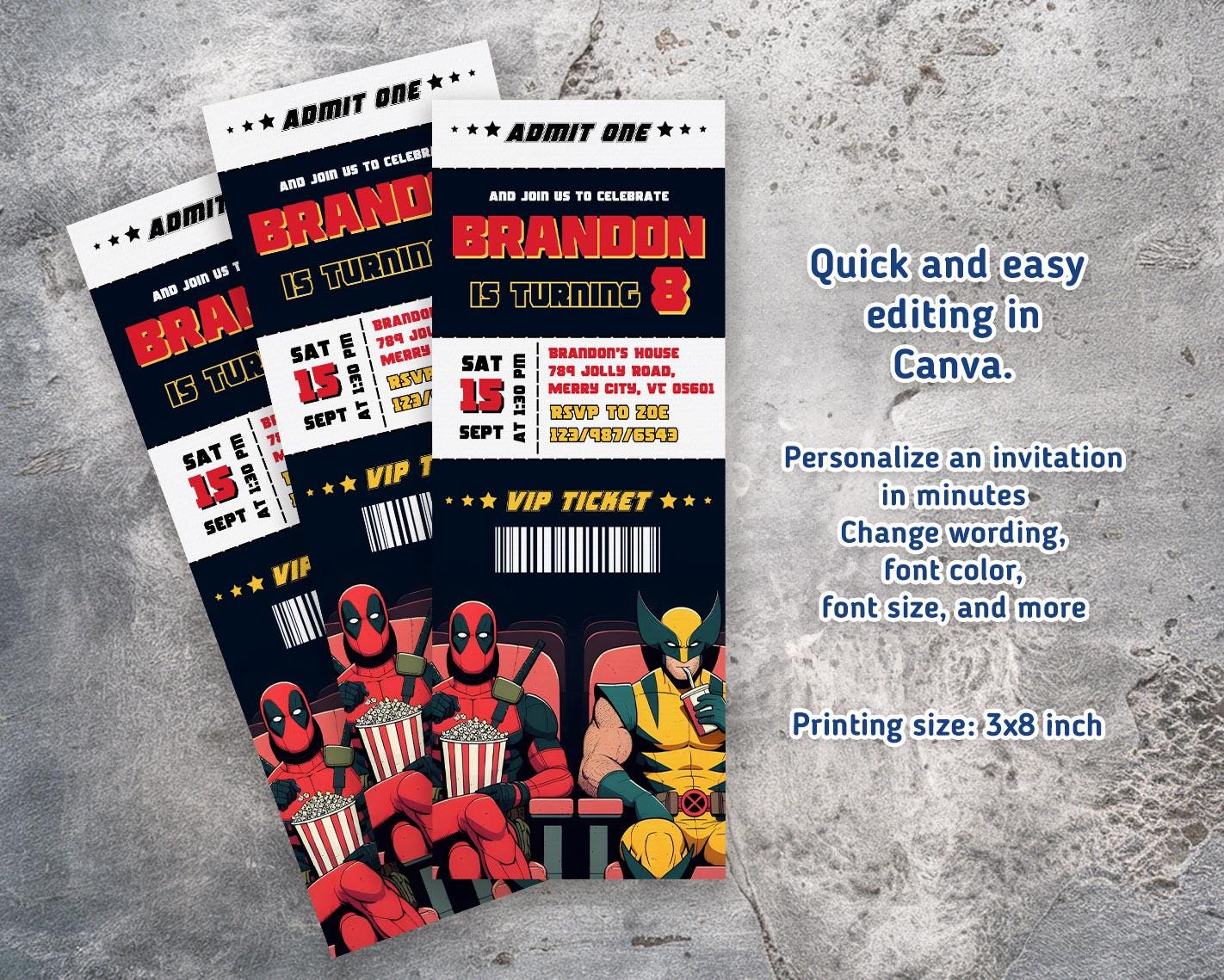 Editable Deadpool and Wolverine Birthday Invitation, Wolverine Deadpool ...
