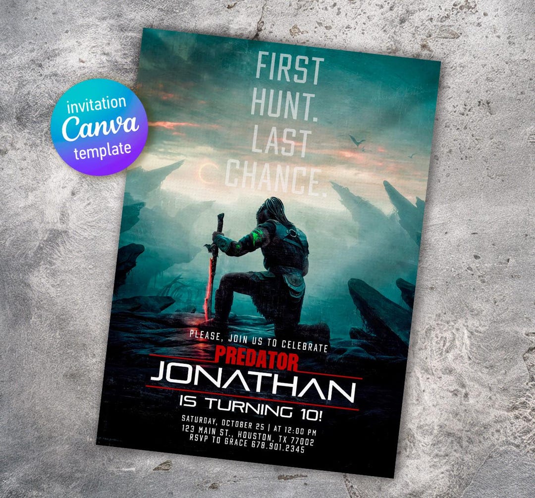 Printable Predator Badlands Editable Invitation, Predator Movie ...