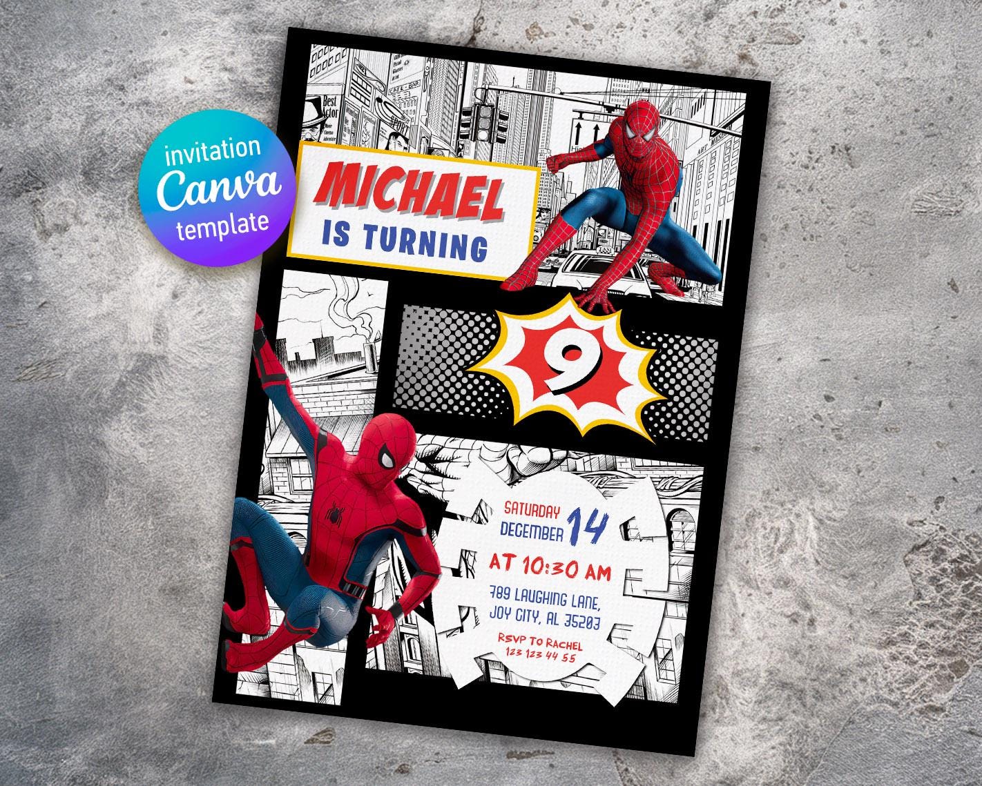 Invitación de cumpleaños de Spiderman, invitación de superhéroe de ...