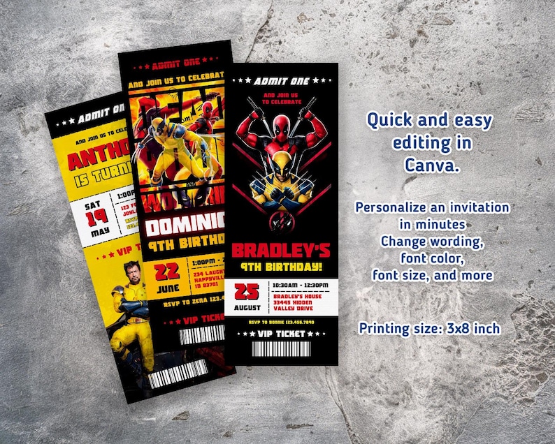 Editable Deadpool and Wolverine Birthday Invitation, Wolverine Deadpool ...