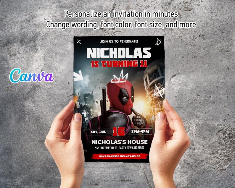 Editable Deadpool and Wolverine Birthday Invitation, Dead Pool ...