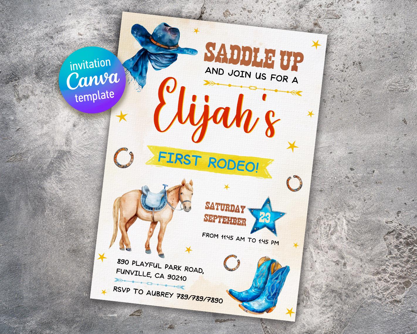 Printable Cowboy Birthday Invitation, Editable Rodeo Invitation ...