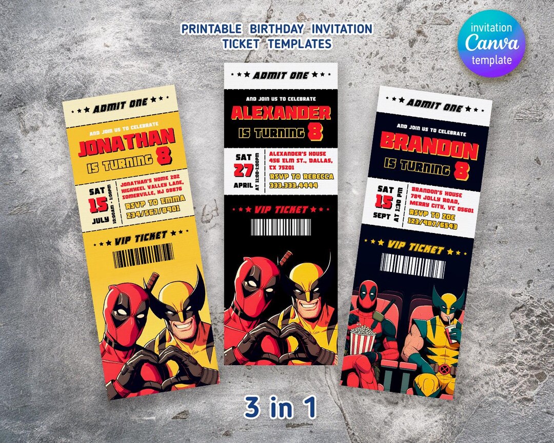 Editable Deadpool and Wolverine Birthday Invitation, Wolverine Deadpool ...