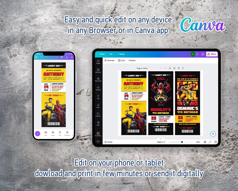 Editable Deadpool and Wolverine Birthday Invitation, Wolverine Deadpool ...