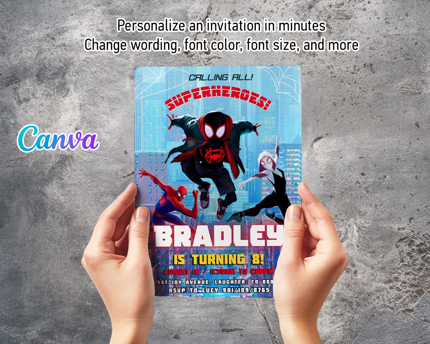 Printable Birthday Invitation, Spider-verse Invite, Spiderman ...