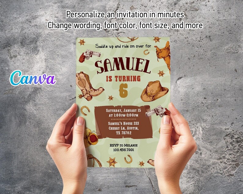 Printable Cowboy Birthday Invitation, Editable Rodeo Invitation ...