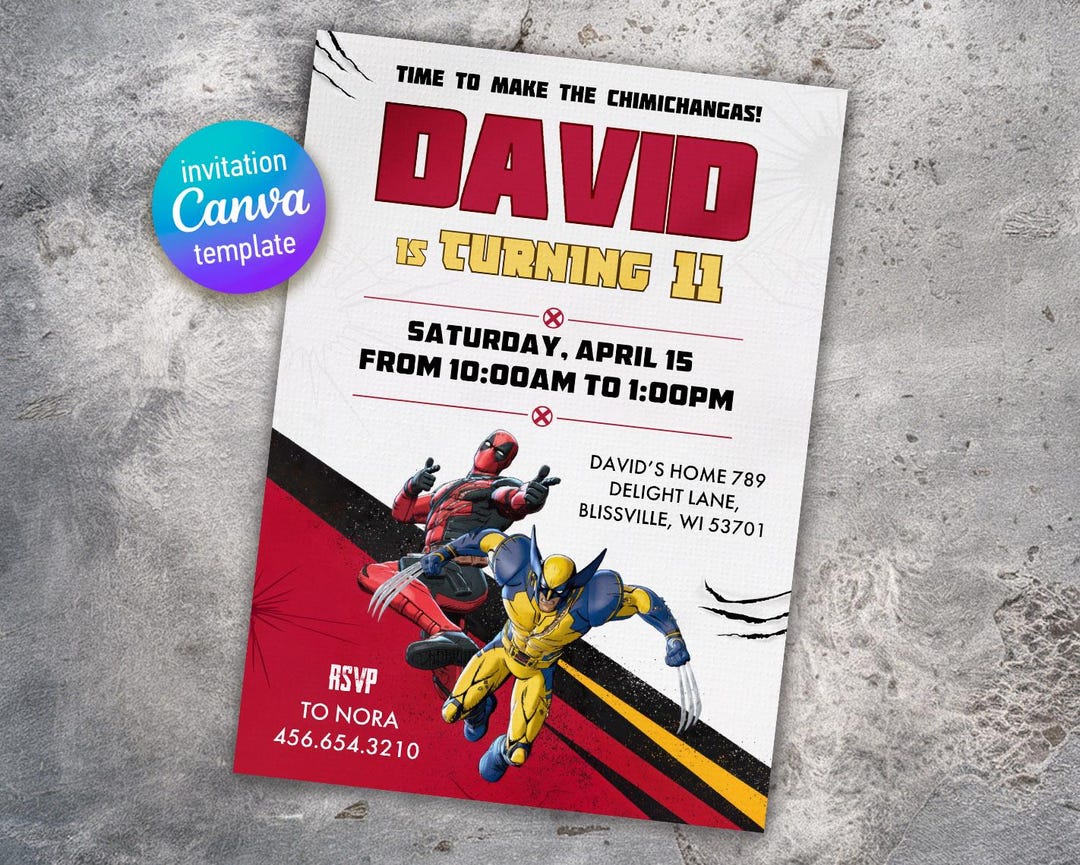 Editable Deadpool and Wolverine Birthday Invitation, Wolverine Deadpool ...