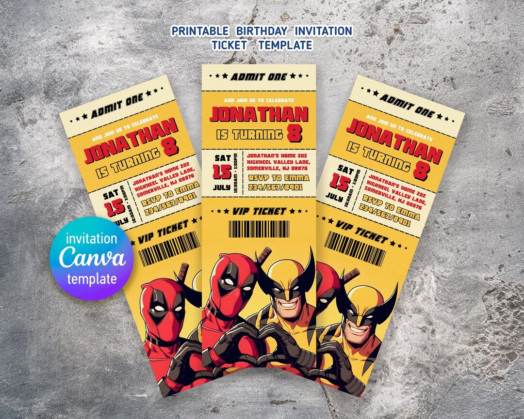 Editable Deadpool and Wolverine Birthday Invitation, Wolverine Deadpool ...
