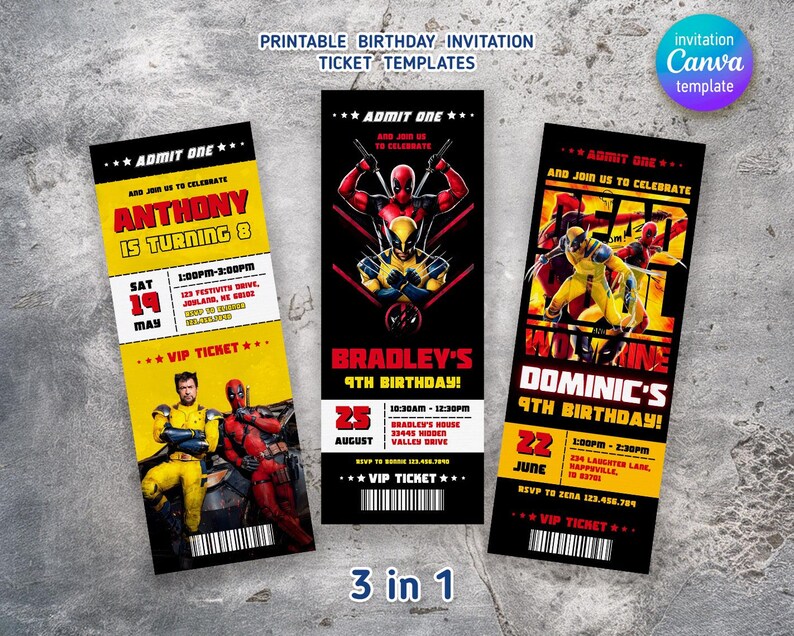 Editable Deadpool and Wolverine Birthday Invitation, Wolverine Deadpool ...