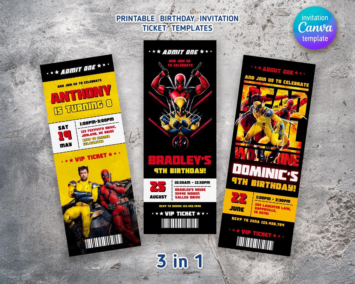 Editable Deadpool and Wolverine Birthday Invitation, Wolverine Deadpool ...