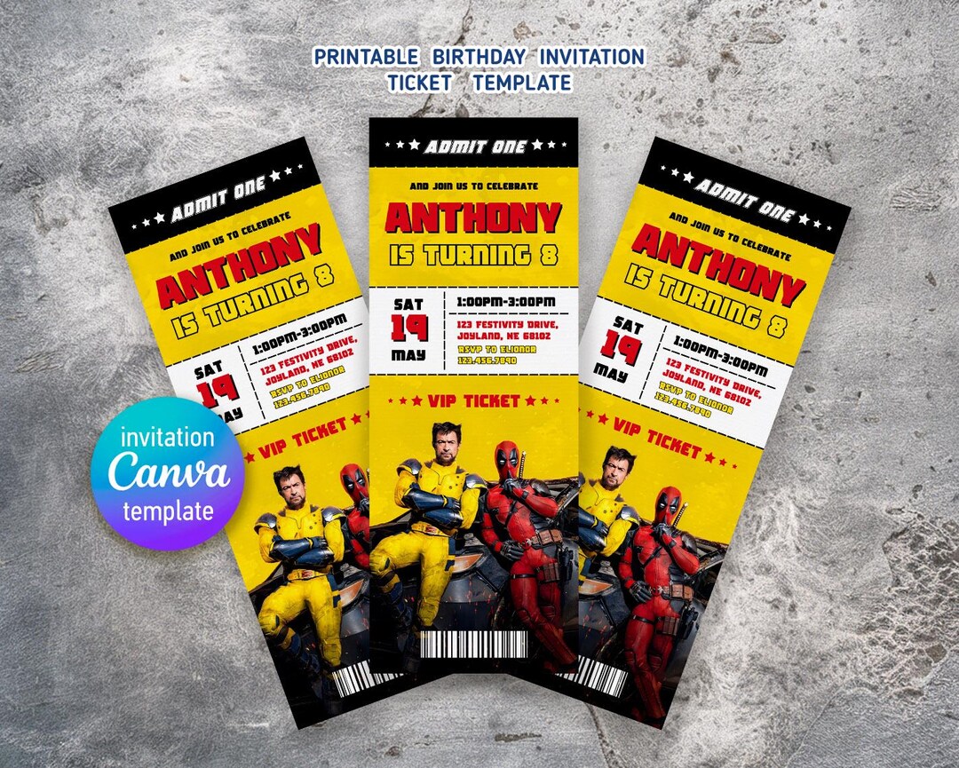Editable Deadpool and Wolverine Birthday Invitation, Wolverine Deadpool ...