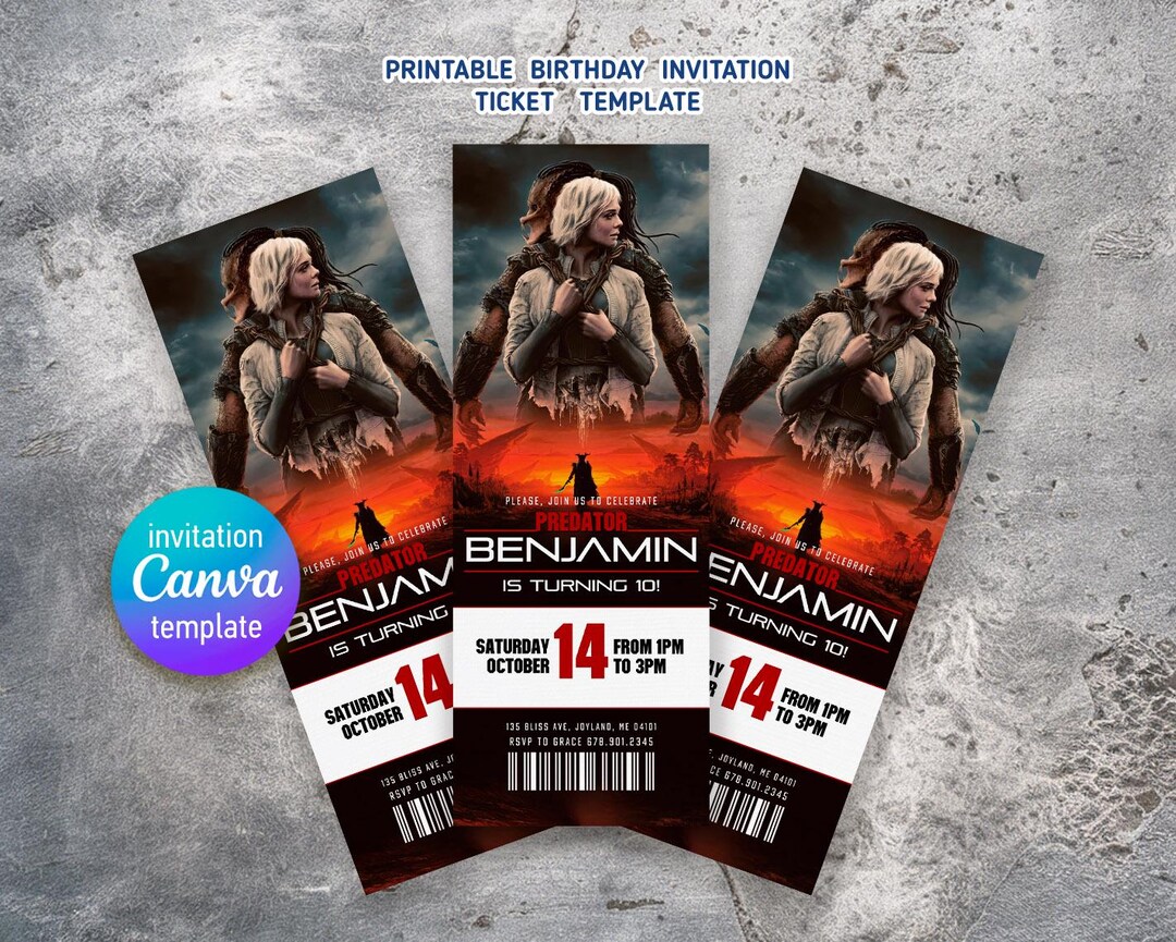 Predator Badlands Ticket Editable, Cinema Movie Night Surprise Ticket ...