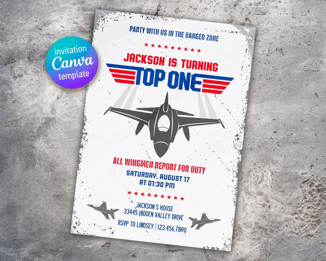 Printable Top Gun Birthday Invitation, Maverick Invitation, Editable ...