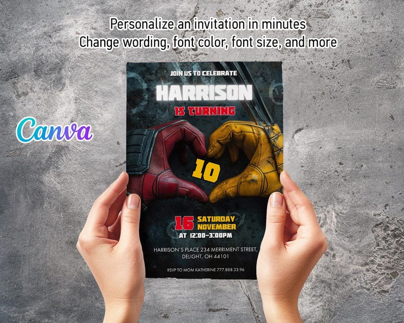 Editable Deadpool and Wolverine Birthday Invitation, Wolverine Deadpool ...