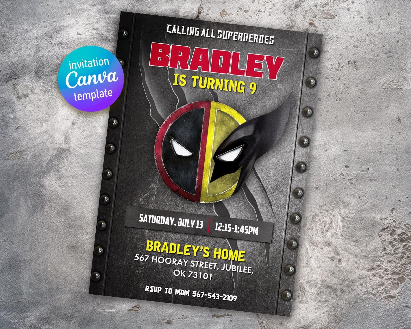 Editable Deadpool and Wolverine Birthday Invitation, Wolverine Deadpool ...