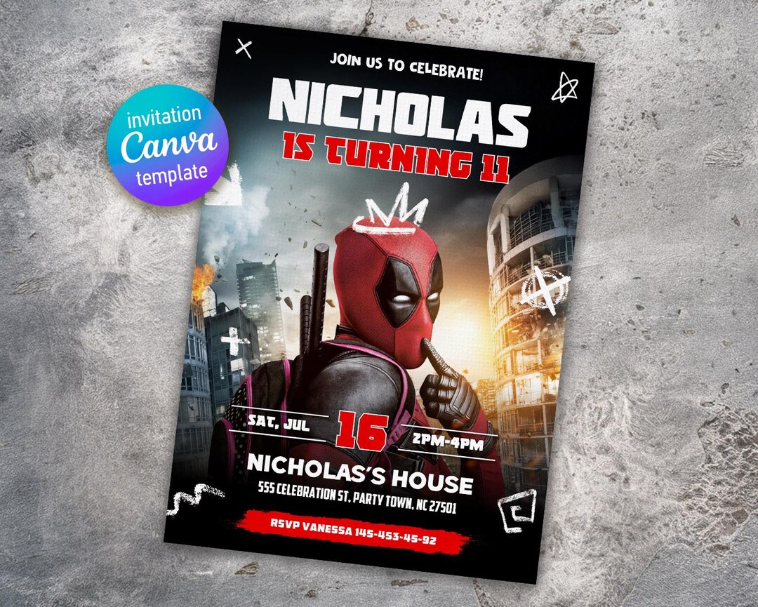 Editable Deadpool and Wolverine Birthday Invitation, Dead Pool ...