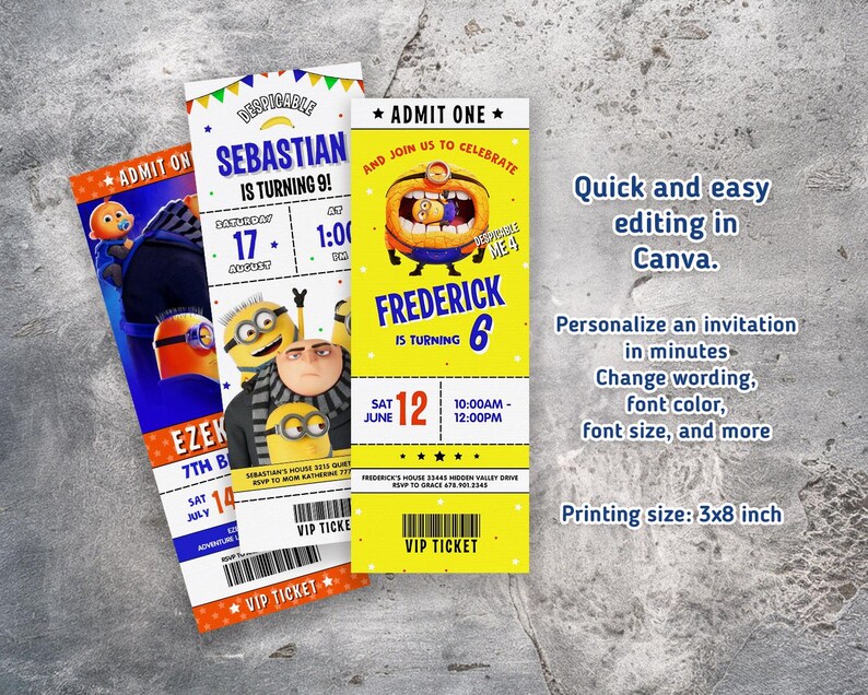 Printable Birthday Invitation, Editable Movie Party Ticket Invite ...