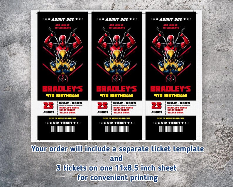 Editable Deadpool and Wolverine Birthday Invitation, Wolverine Deadpool ...