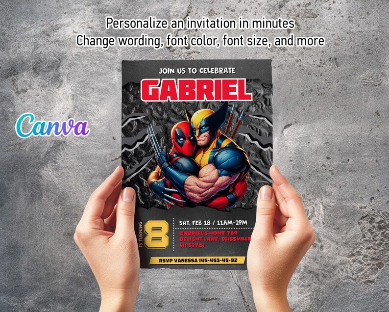 Editable Deadpool and Wolverine Birthday Invitation, Wolverine Deadpool ...