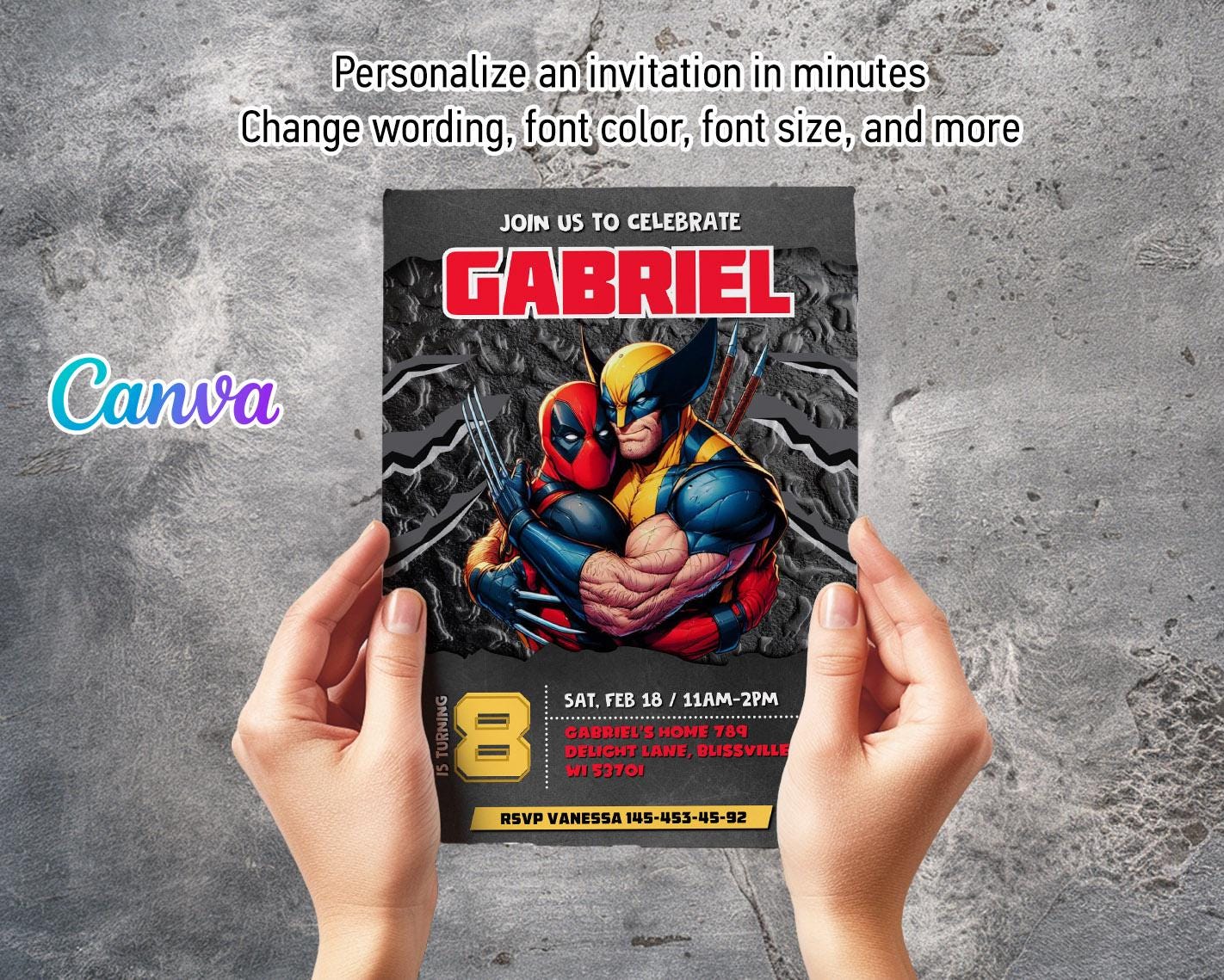 Editable Deadpool and Wolverine Birthday Invitation, Wolverine Deadpool ...