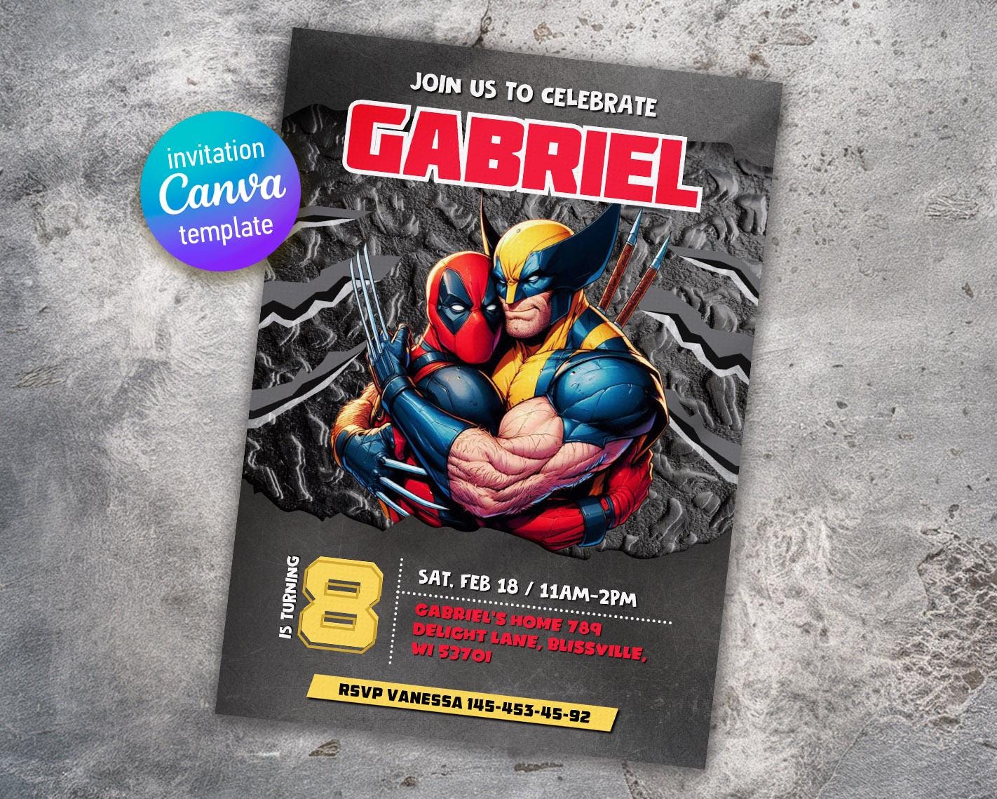 Editable Deadpool and Wolverine Birthday Invitation, Wolverine Deadpool ...