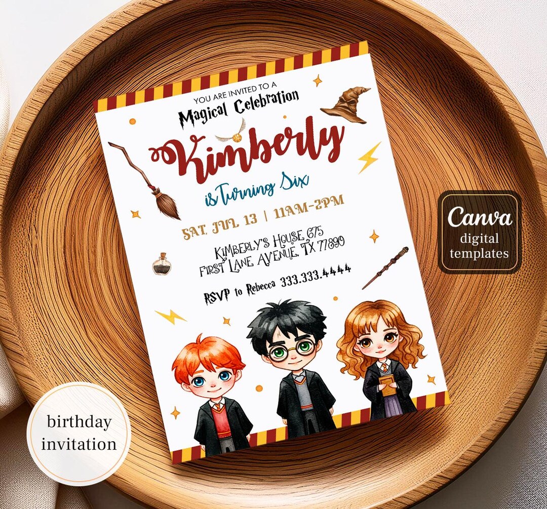 Harry Magical Evite Template, Wizard Birthday Invitation, Printable ...