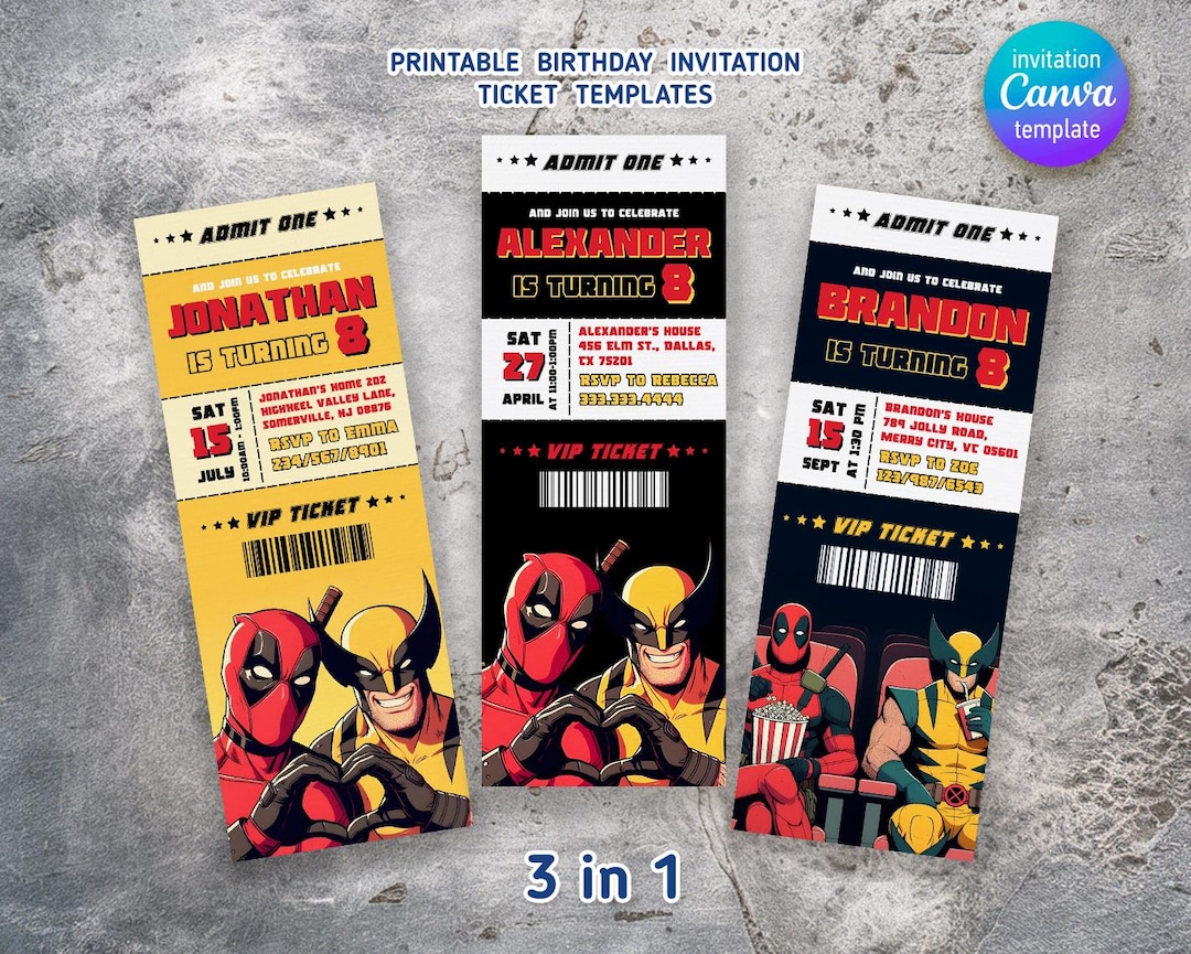 Editable Deadpool and Wolverine Birthday Invitation, Wolverine Deadpool ...