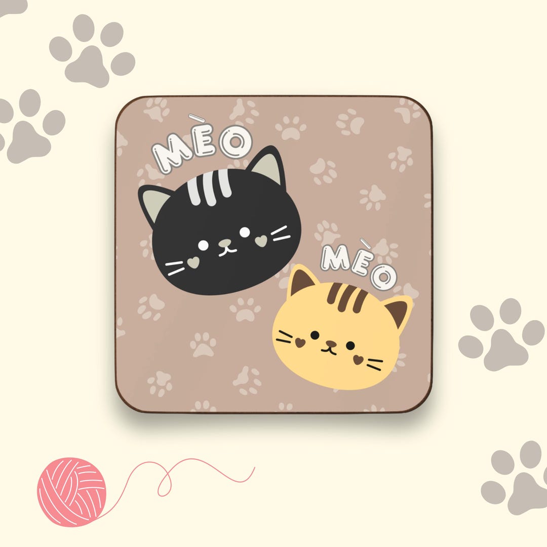 Cat Coaster, Vietnamese Cat Coaster, Coffee Table Decor, Hardboard ...