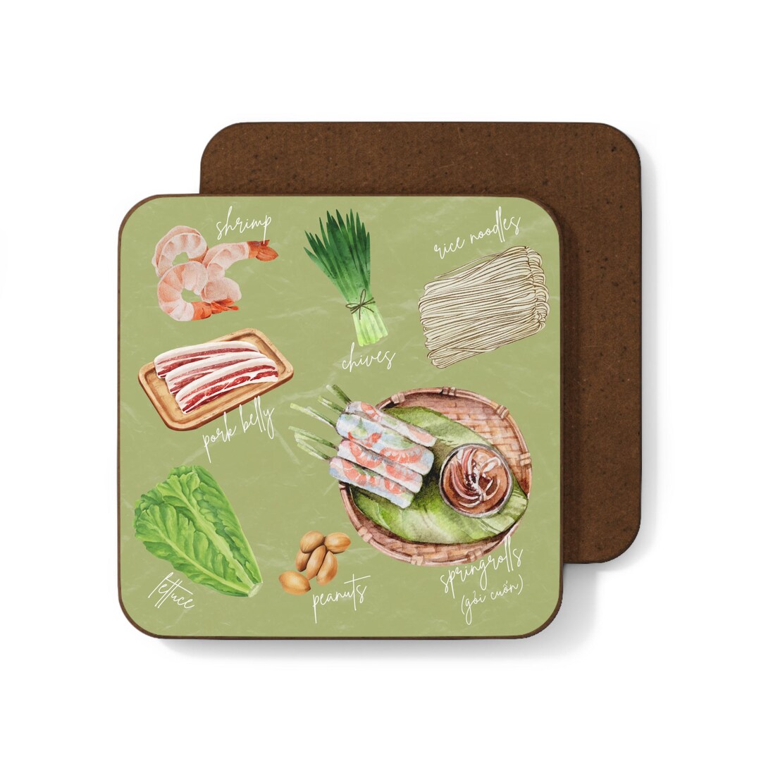 4 Piece Coaster Set Vietnamese Food Coaster, Springroll Coaster ...