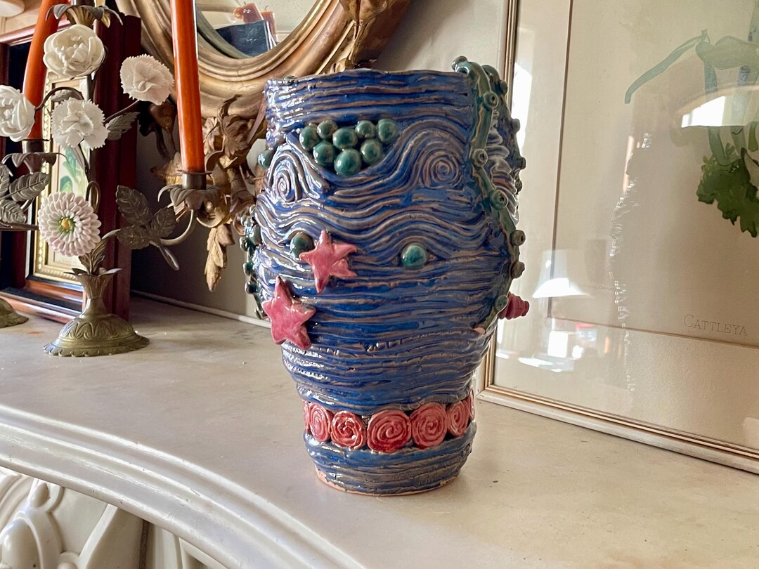 One of A Kind Whimsical Hand Made Ceramic Vase - Etsy