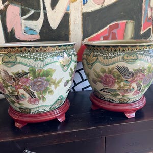 Pair of Chinese Planters With Stands - Etsy