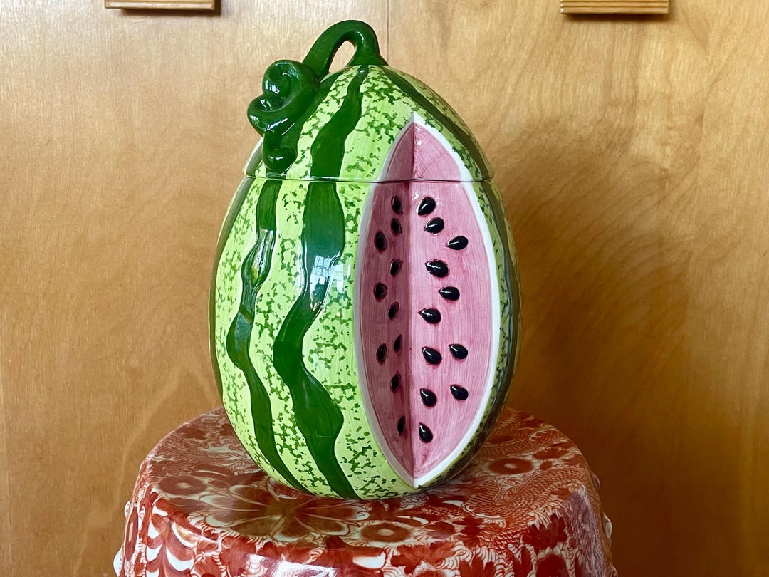 Watermelon Cookie Jar With Lid (hand Painted) - Etsy