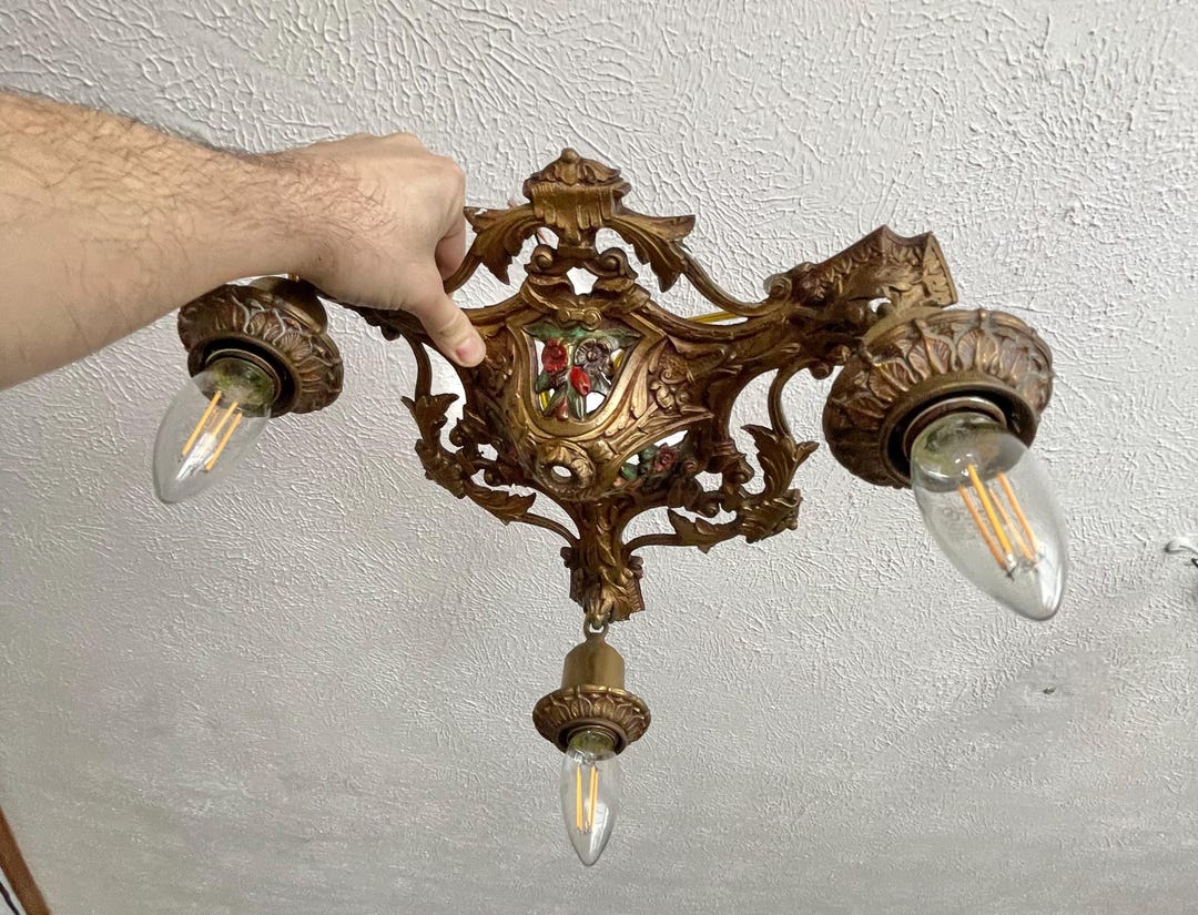Antique Overhead Art Deco Ceiling Sconce Light - Gorgeous and Rare - Etsy