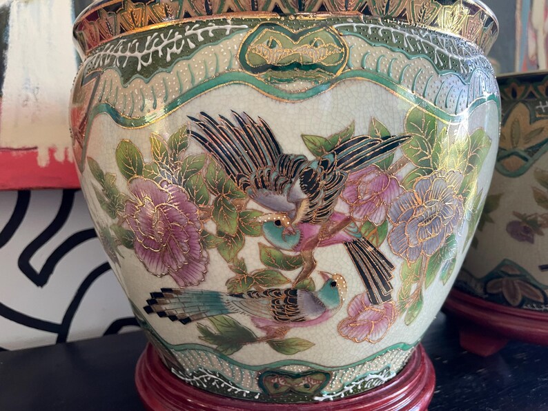 Pair of Chinese Planters With Stands - Etsy