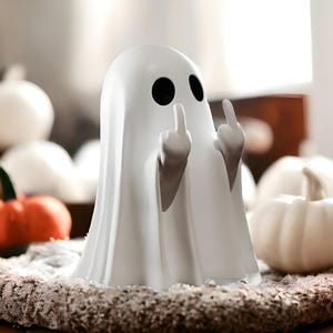 Middle Finger Spooky Ghost Figurine, Halloween Decor, Funny Ghost, Piss ...