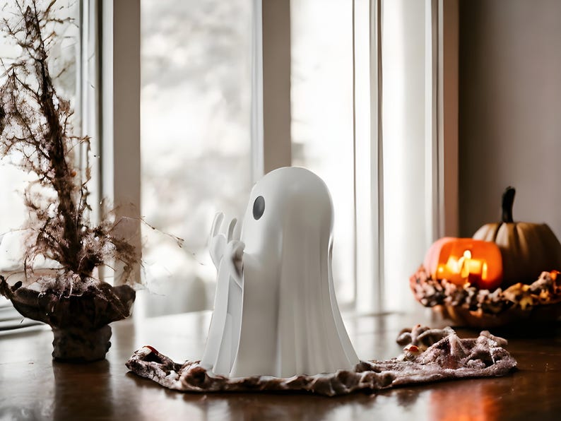 Middle Finger Spooky Ghost Figurine, Halloween Decor, Funny Ghost, Piss ...