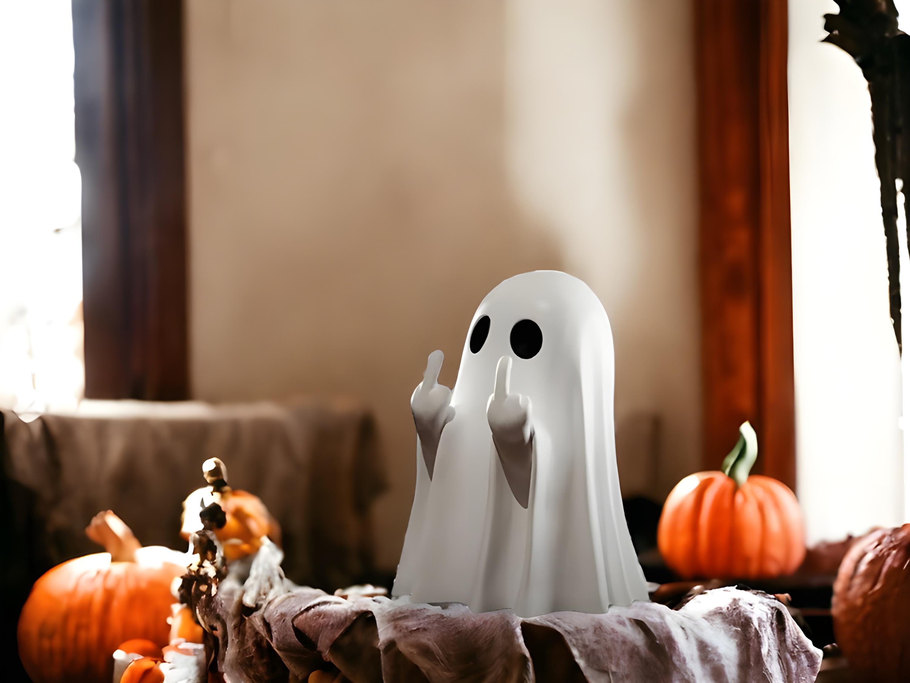 Middle Finger Spooky Ghost Figurine, Halloween Decor, Funny Ghost, Piss ...