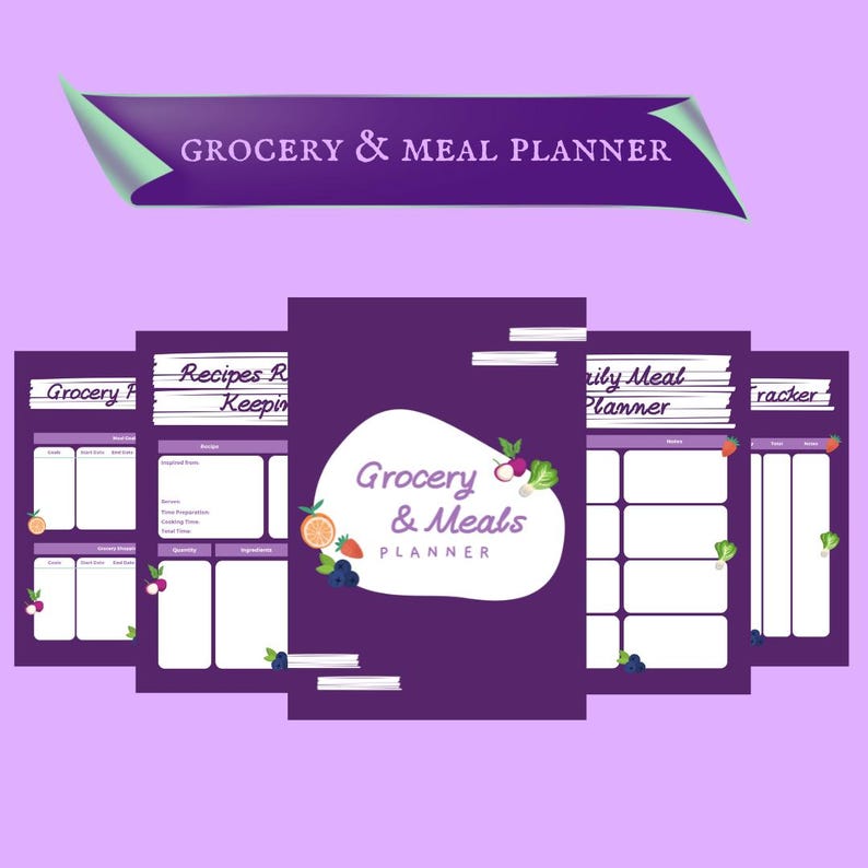 Meal Planner With Grocery List Printable Planner Automated Shopping ...