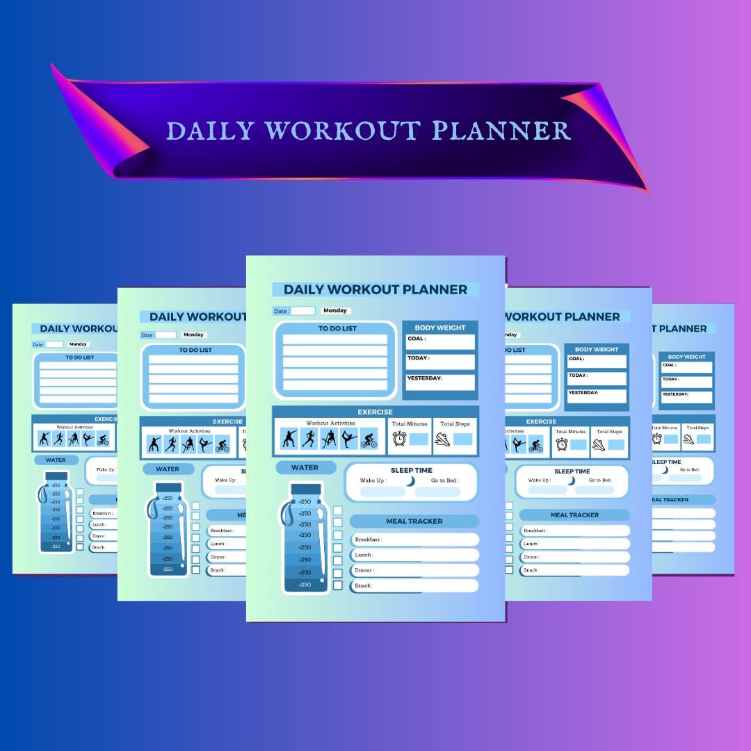 Digital Daily Workout Tracker Daily Wellness Planner Exercise Log ...