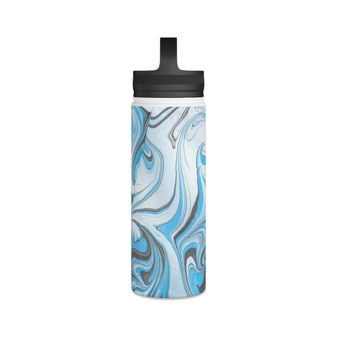 Hydrodipped Blue and White Marbled Stainless Steel Water Bottle With ...