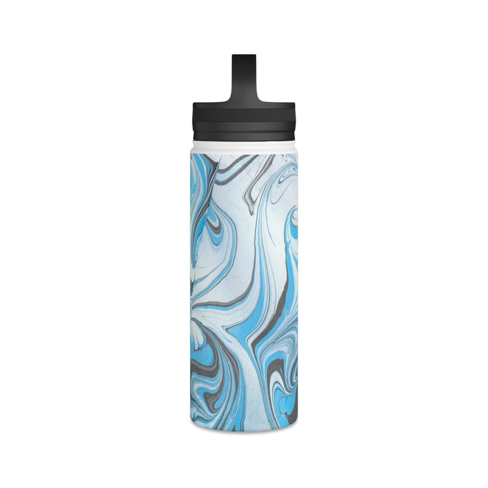 Hydrodipped Blue and White Marbled Stainless Steel Water Bottle With ...