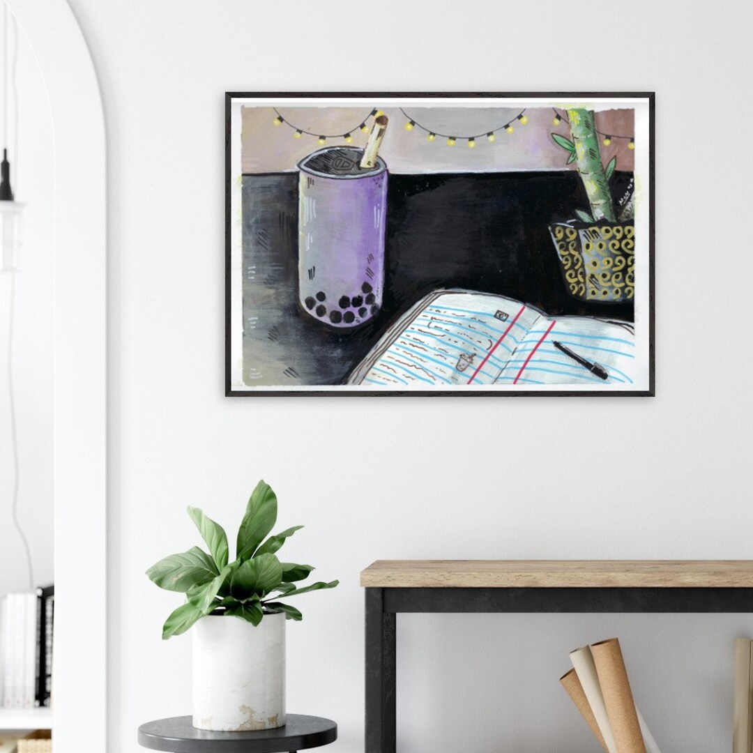 Boba Tea on Premium Semi-glossy Paper With Frame 70x100 Cm / 28x40 - Etsy
